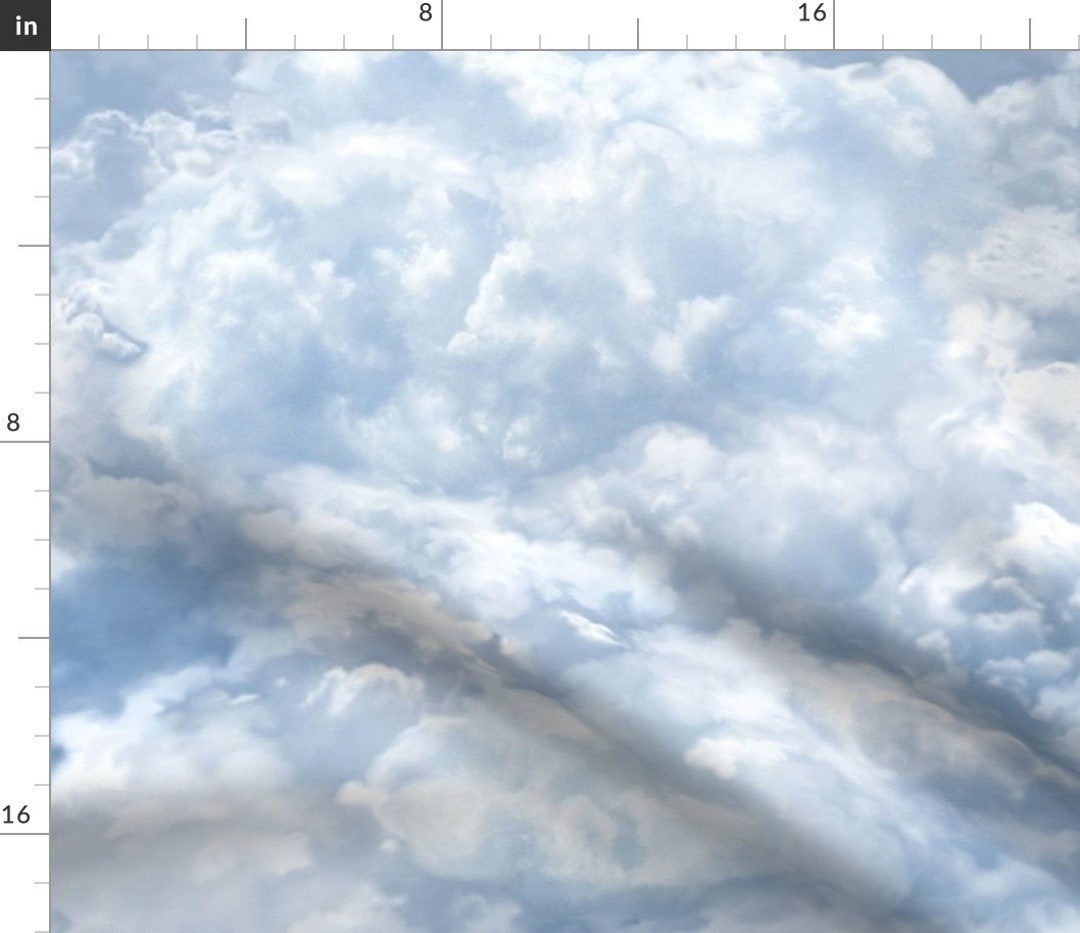 Boho Cloudy Sky Apparel Fabric White Clouds by Lbaron Light Blue Fluffy ...