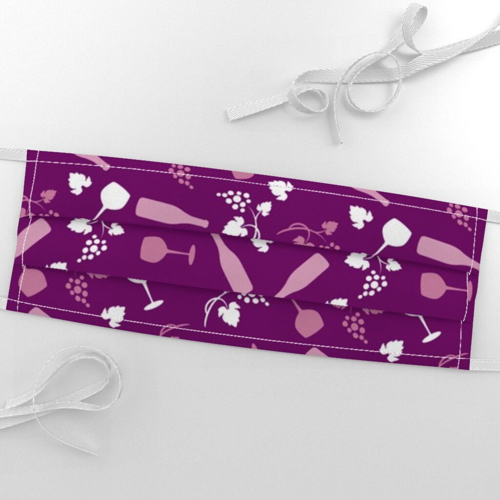 Rose Wine Fabric Rosé Wine Bottles Grapes Glasses by | Etsy