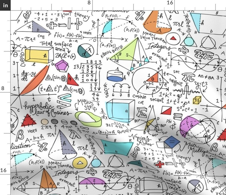 White Math Geometry Fabric Math Count on It multi/black on - Etsy UK