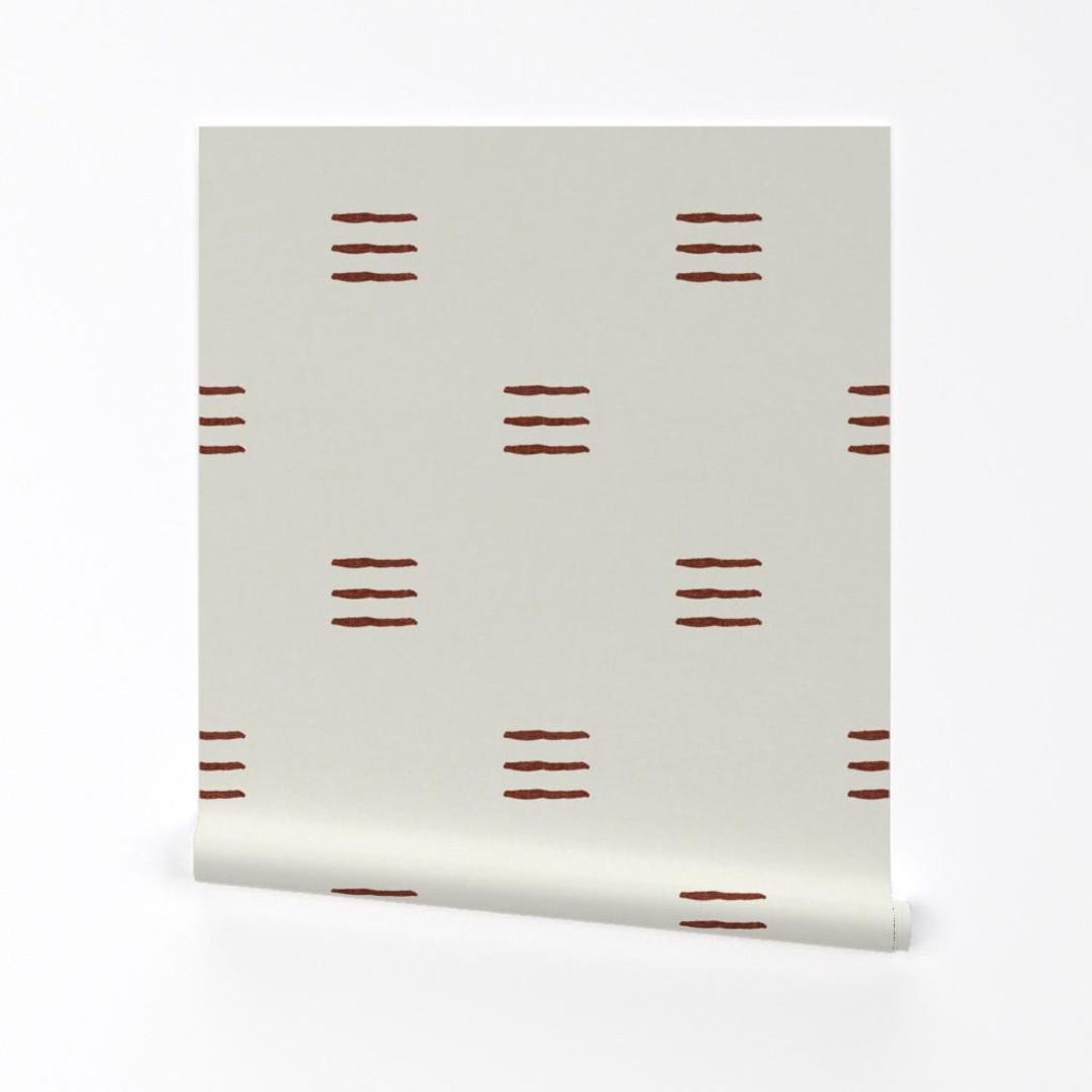 Simple Dashes Removable Peel and Stick Wallpaper - Rust Bronze Ivory ...