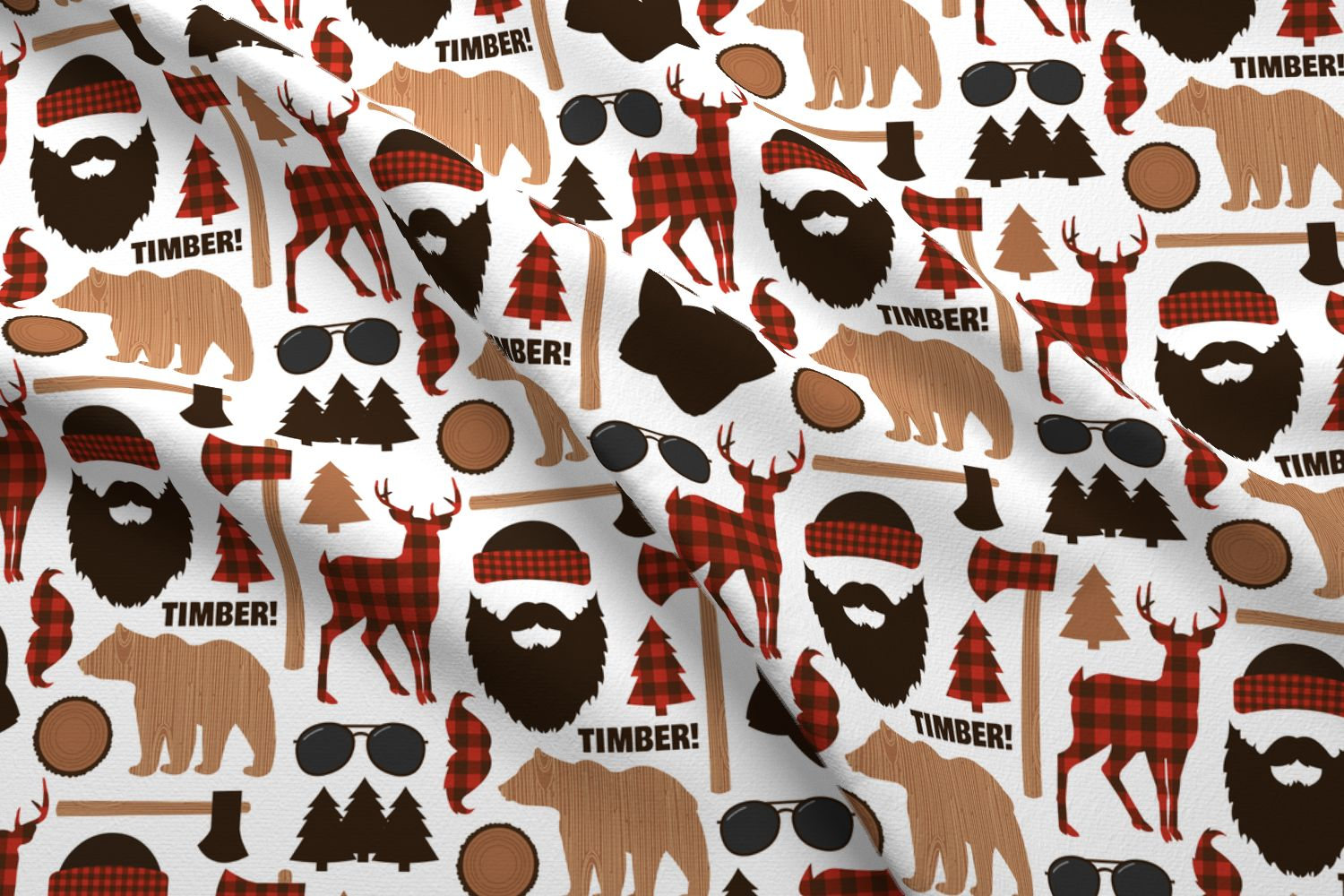 Lumberjack Fabric Lumberjack Mountain By Jannasalak Red | Etsy