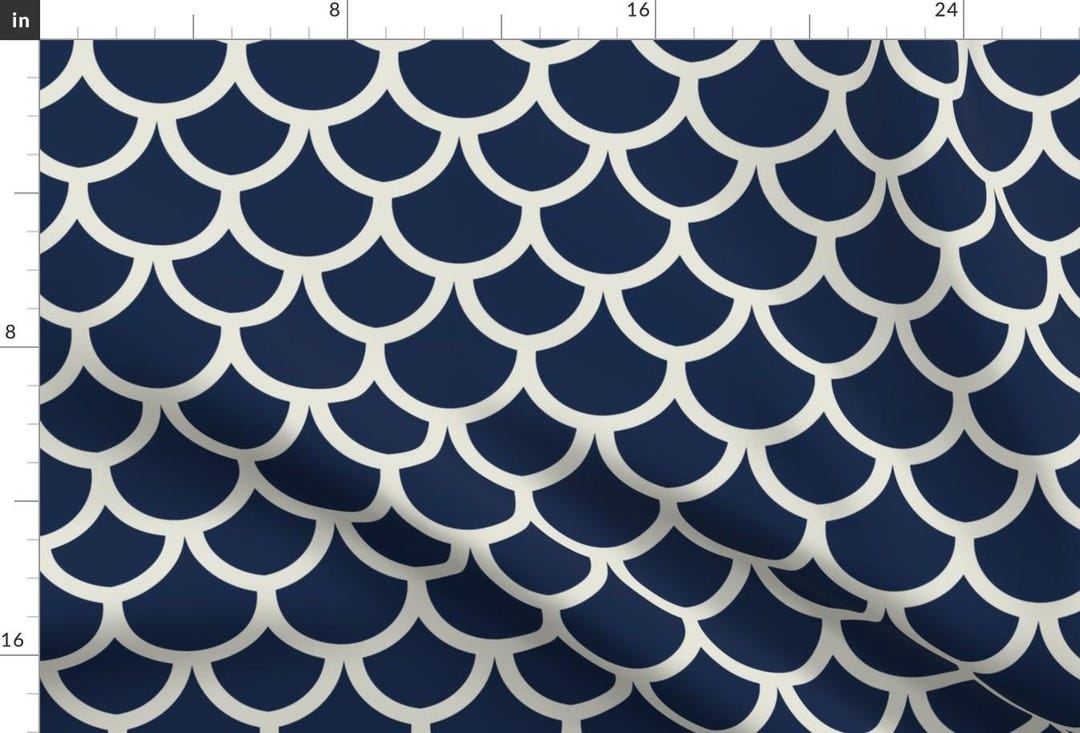 Scallop Fabric - Fish Scales Navy by Holli Zollinger - Fish Scale ...