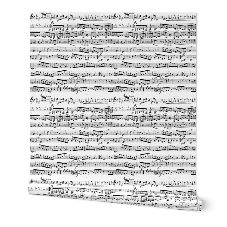 Sheet Music Wallpaper Black and White Music Notes by - Etsy