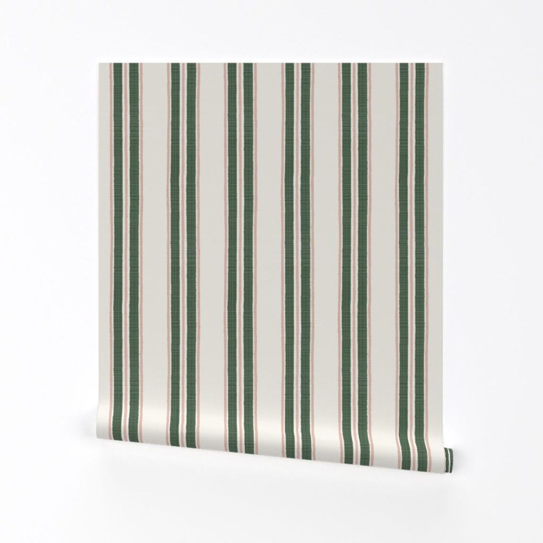 Preppy Removable Peel and Stick Wallpaper - Grandmillennial Ticking ...
