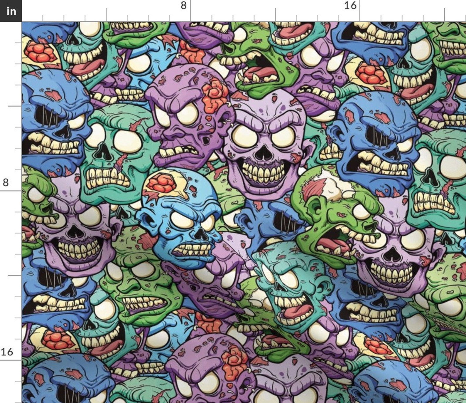 Zombies Fabric Big Braaaiiiinnsssss by Sandityche Zombies | Etsy