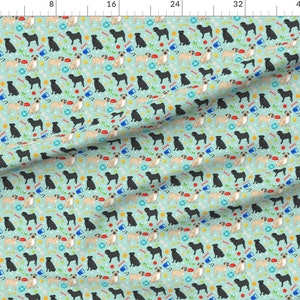 Pug Fabric Pugs and Toys Fabric Black and Tan Pugs With Dog Toys Mint ...