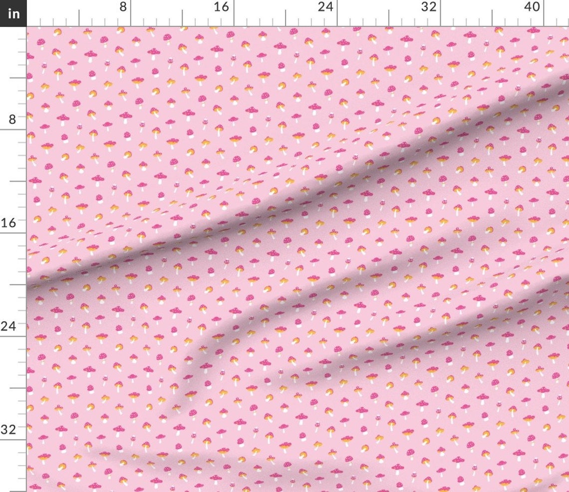 Pink Toadstool Fabric Mushroom Toadstool Pink by Macywong - Etsy