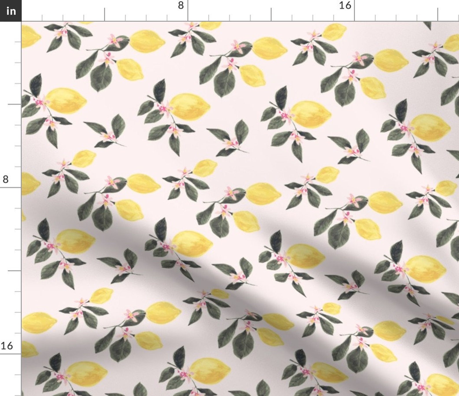 Lemons Fabric Pink Lemonade 2 by Mintpeony Lemons Floral - Etsy