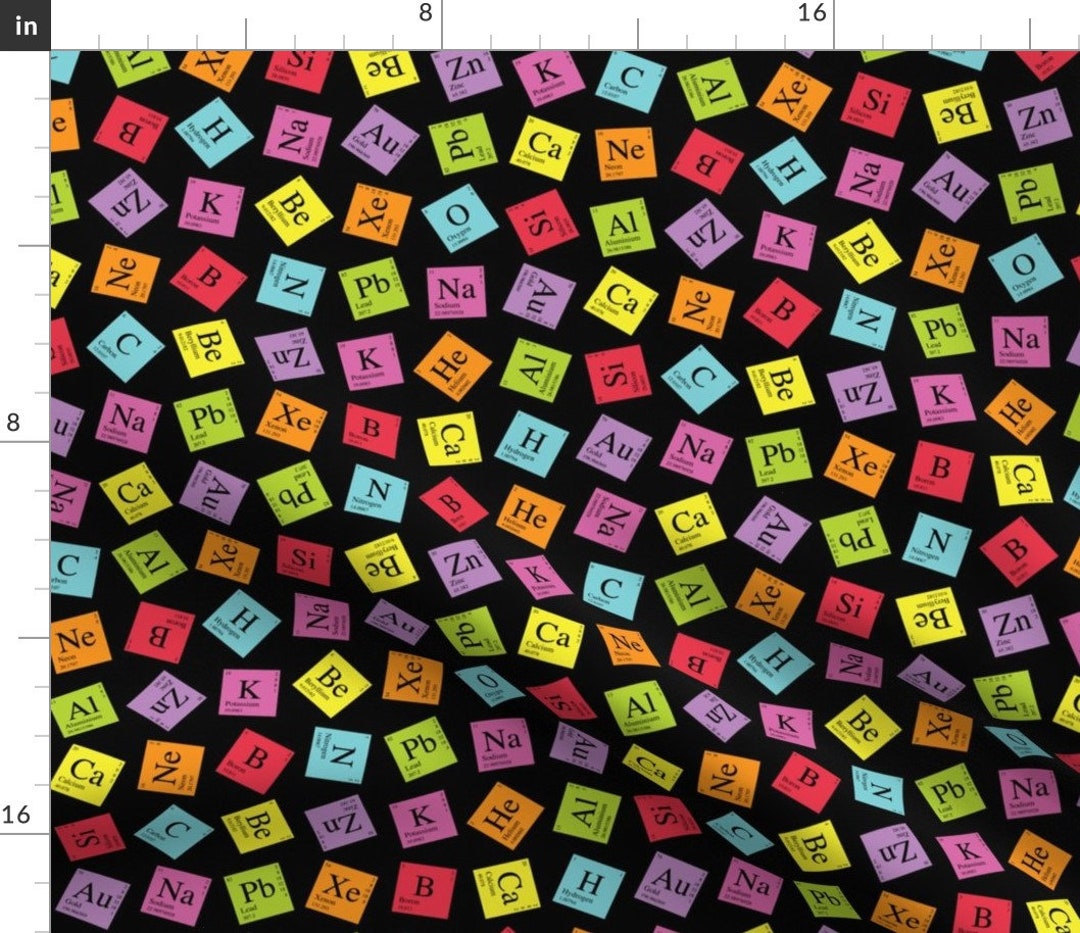 Periodic Table Fabric Topsy Turvy Periodic black by Robyriker Science ...