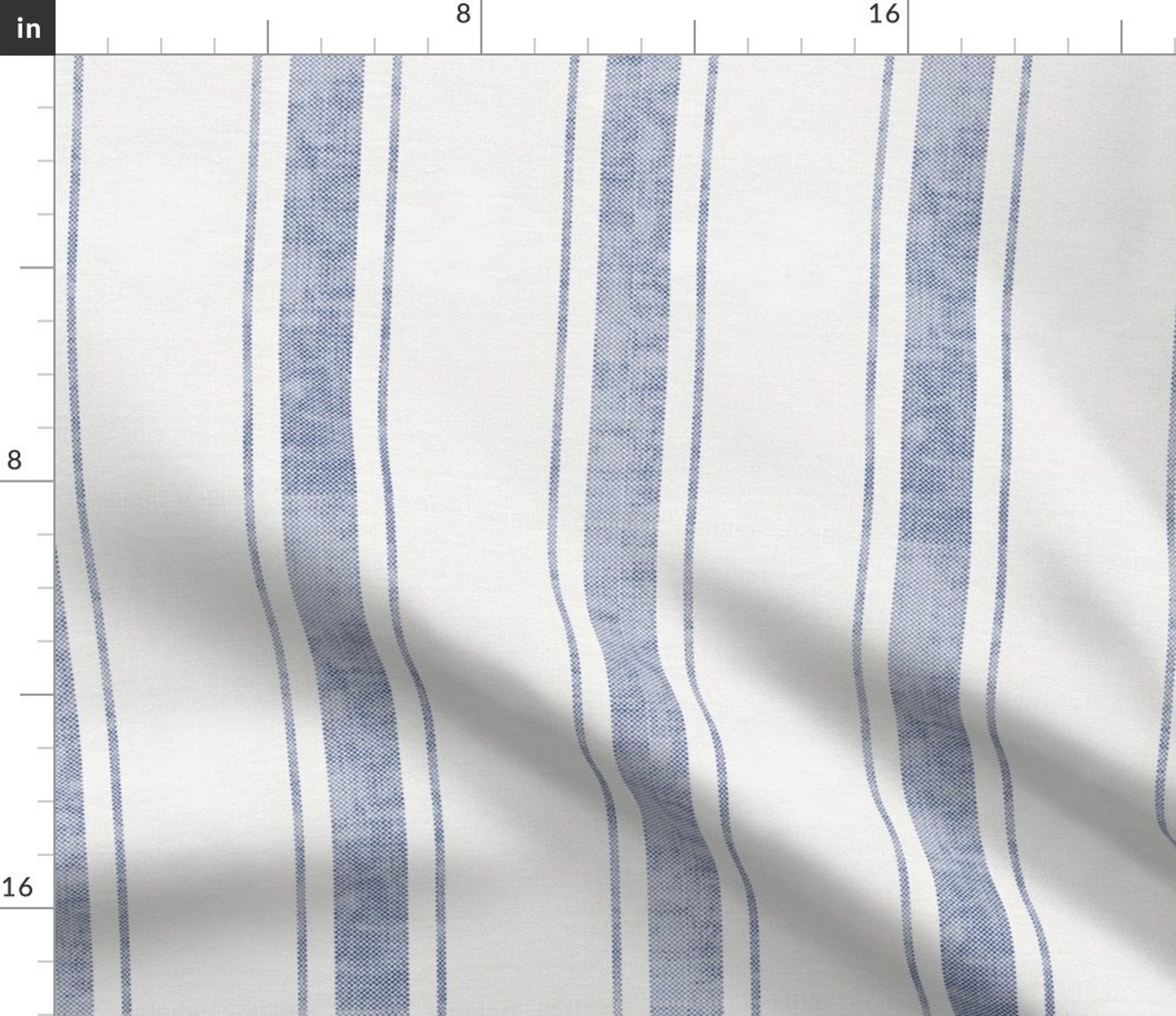Linen Blue Stripes Fabric Aegean Bold Ticking Stripe - Etsy