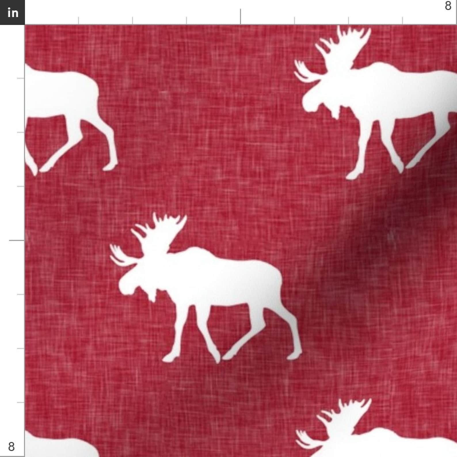 Moose Fabric Moose on Red by Littlearrowdesign Happy - Etsy