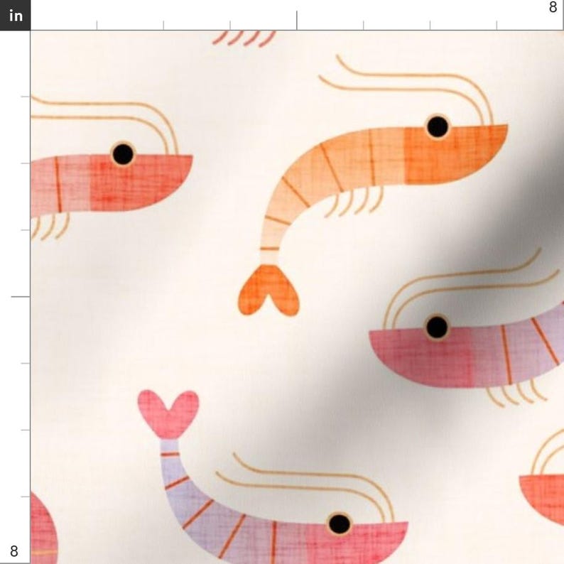 Cute Shrimp Apparel Fabric - Shrimps on Cream by Heleenvanbuul - Boho ...