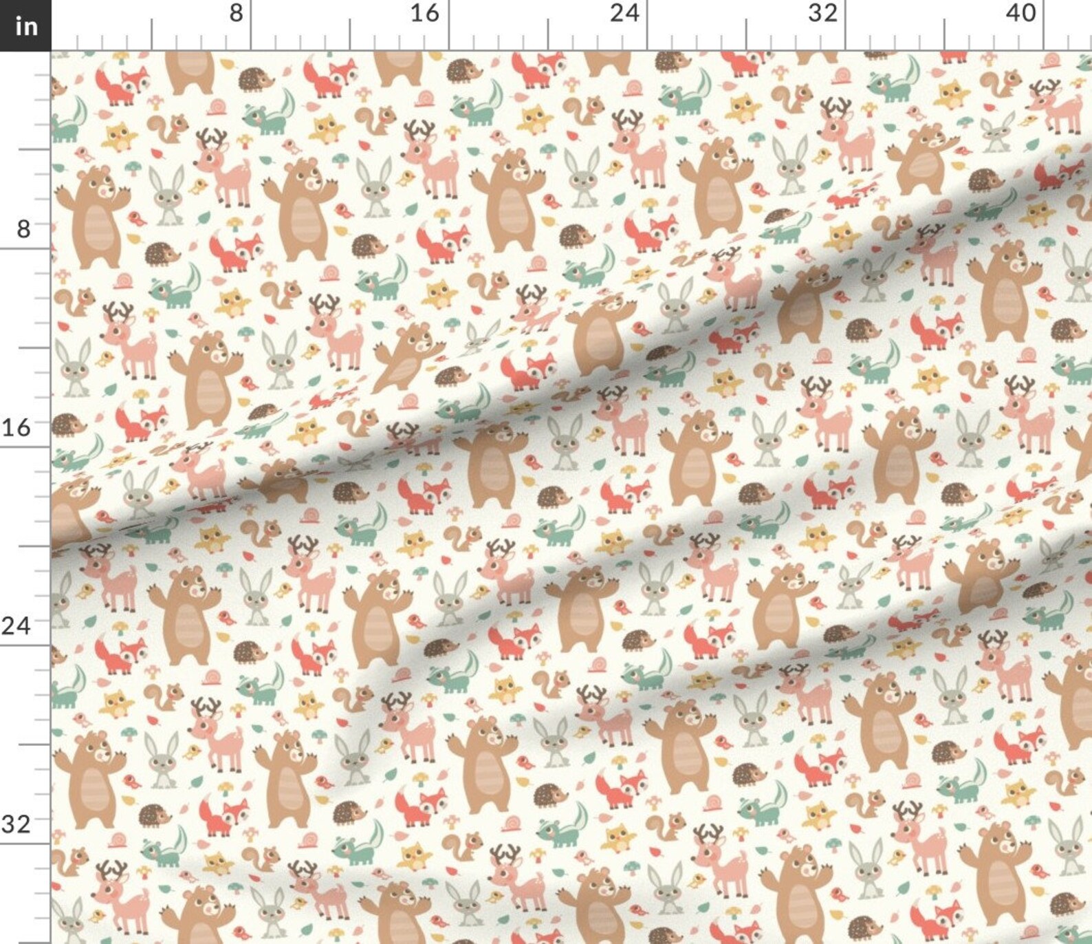 Woodland Animals Fabric Woodland Animals by Laura_mayes - Etsy