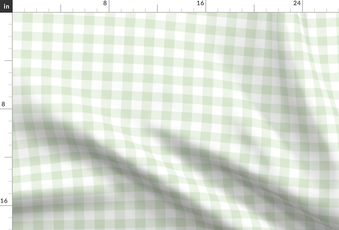 Pastel Green Gingham Fabric - Soft Green Gingham by Dept_6 - Buffalo ...