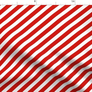 Stripe Fabric Red & White Candy Stripes Red Diagonal Stripe - Etsy