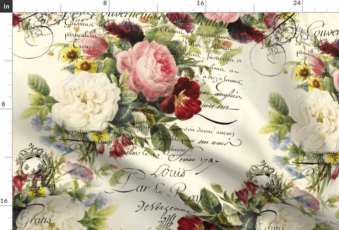 Vintage Roses Apparel Fabric - Rosey Document by Peagreengirl - Shabby ...
