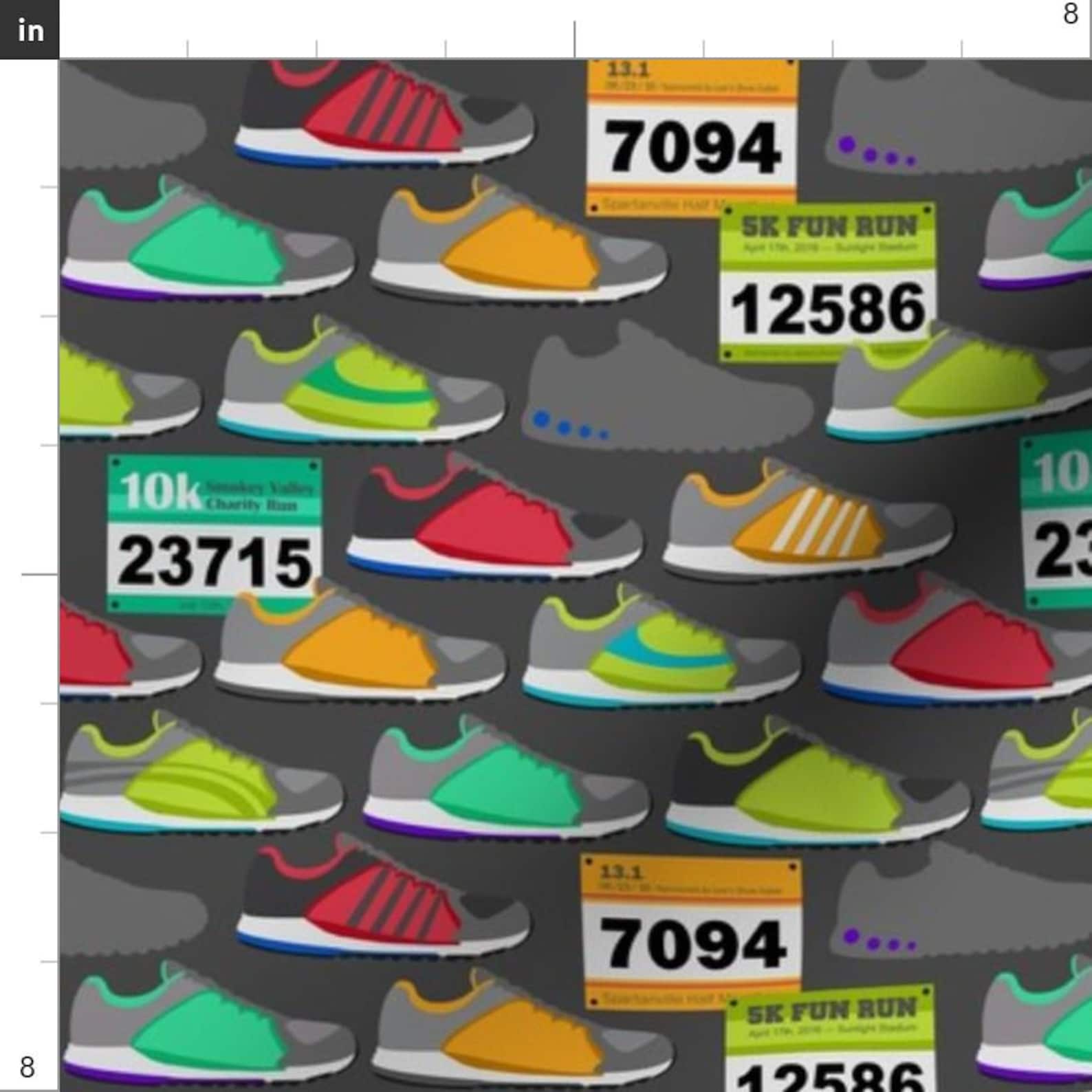 Running Shoes Fabric - Running Shoes Race Bibs by Run Quiltgirl Run ...