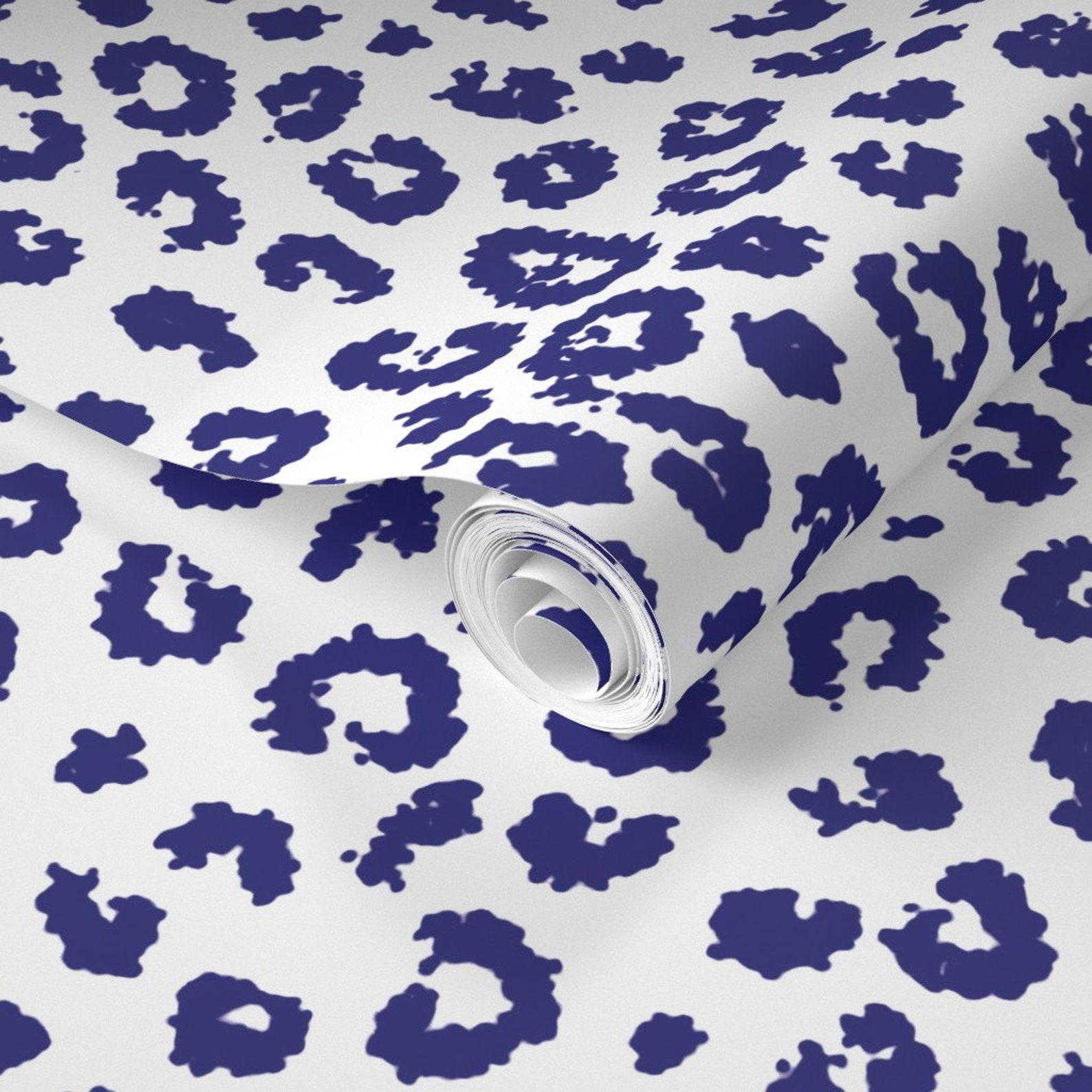Leopard Wallpaper Summer Leopard in Blue by Domesticate - Etsy