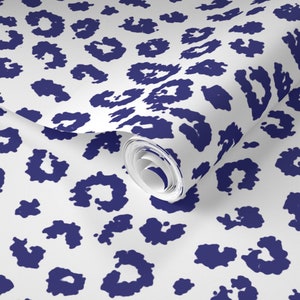 Leopard Wallpaper Summer Leopard in Blue by Domesticate - Etsy