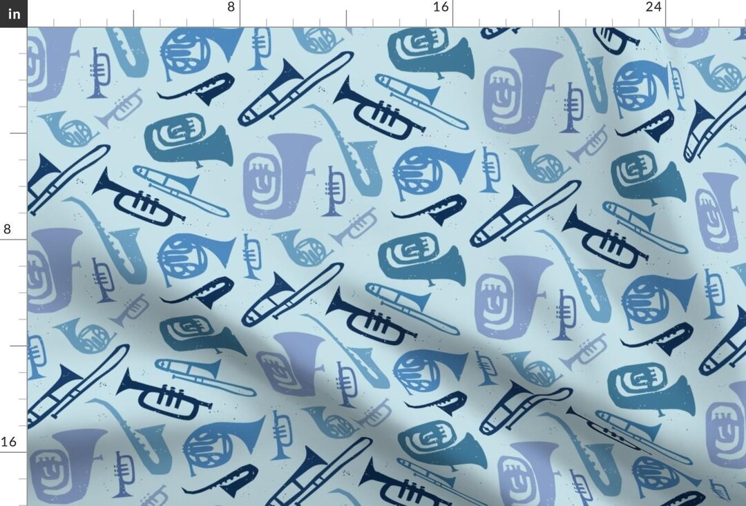 Musical Instrument Fabric - Cool Jazz by Lellobird - Marching Band ...