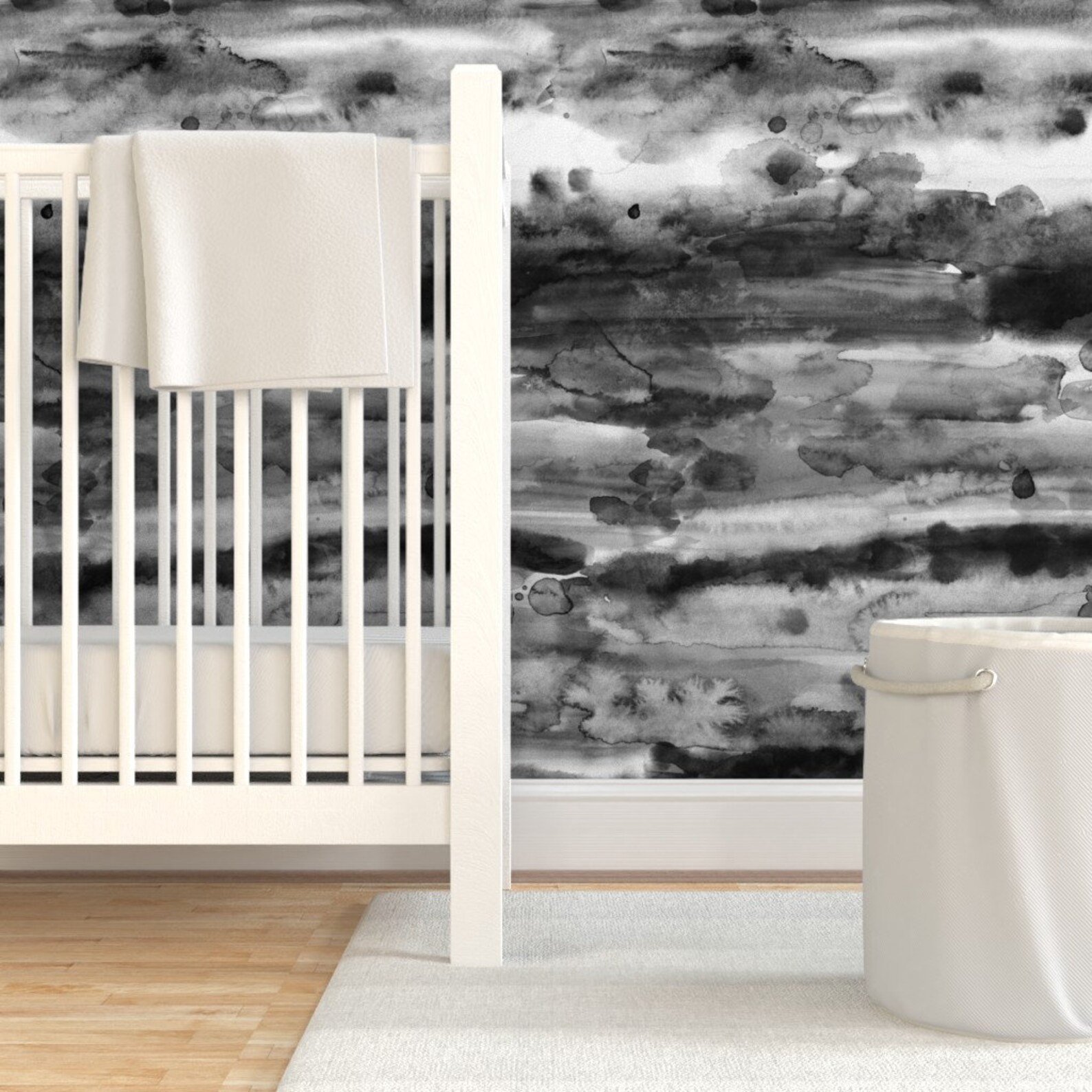 Monochrome Wallpaper Watercolour 15 by Heytangerine | Etsy