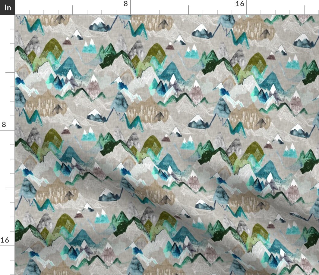 Mountains Fabric Call of the Mountains Small by Nouveau - Etsy