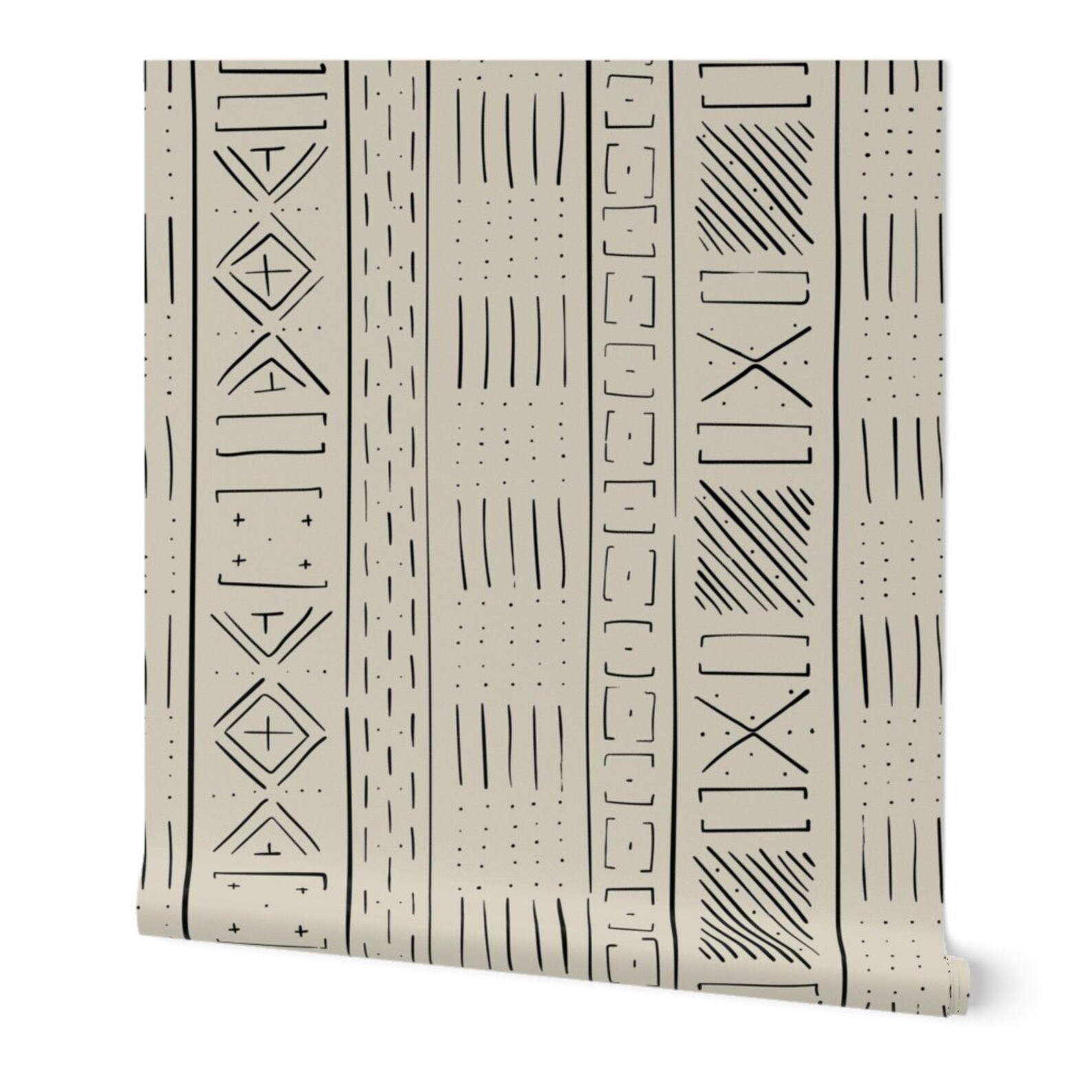 Mud Cloth Wallpaper Mudcloth Large Bone White by - Etsy