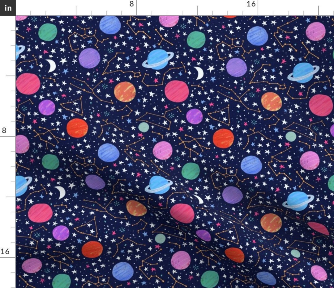 Outerspace Fabric Astronauts in Space With Rocket Ship by Latheandquill ...