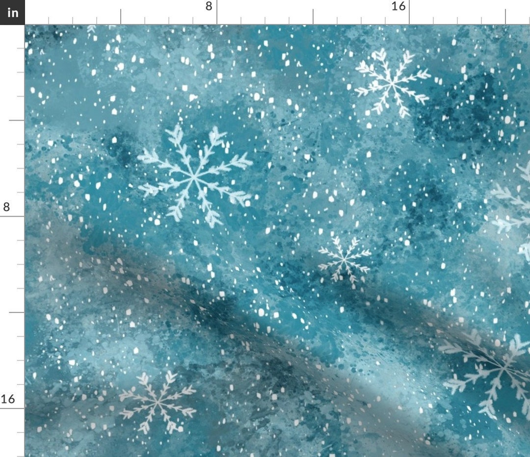 Snowfall Fabric Winter Flakes by Kasandra Rysuje Snowflakes Winter ...