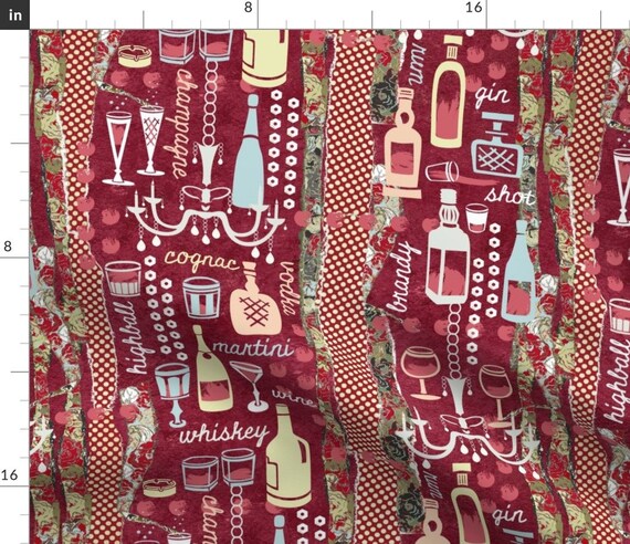 Cocktail Party Fabric Party Time by Mag-o Magenta | Etsy