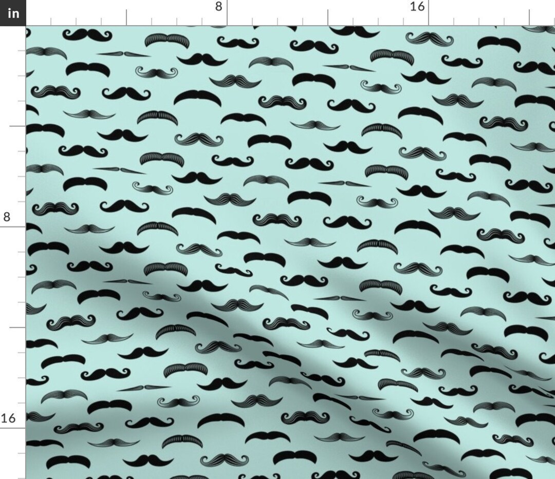 Facial Hair Fabric Mustaches Black Light Blue by Littlearrowdesign ...