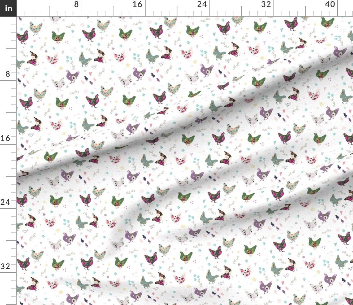 Hen Fabric Patchwork Hens by Shopcabin Floral Hens | Etsy