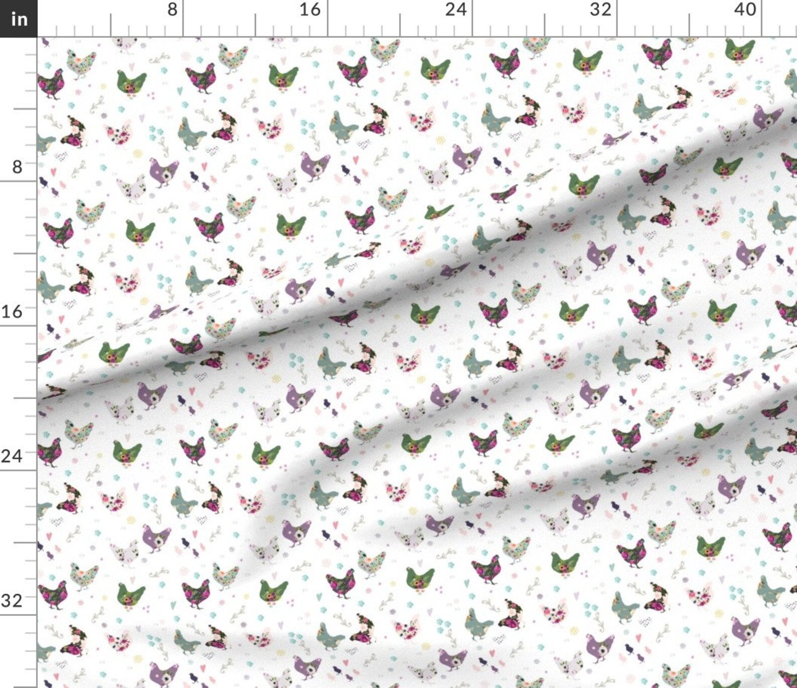 Hen Fabric Patchwork Hens by Shopcabin Floral Hens - Etsy