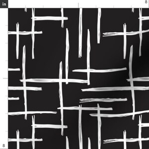 Black and White Abstract Fabric Geometric Black and White Grid Fabric ...