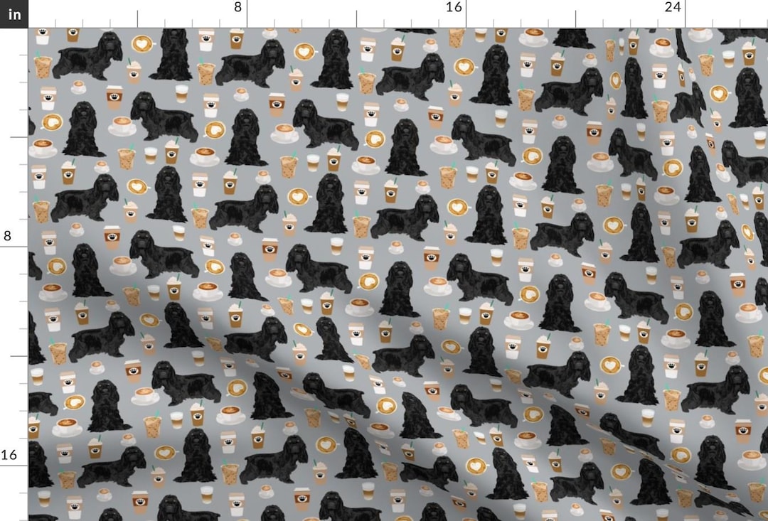Cute Coffee Dog Apparel Fabric - Cocker Spaniel by Petfriendly - Cocker ...