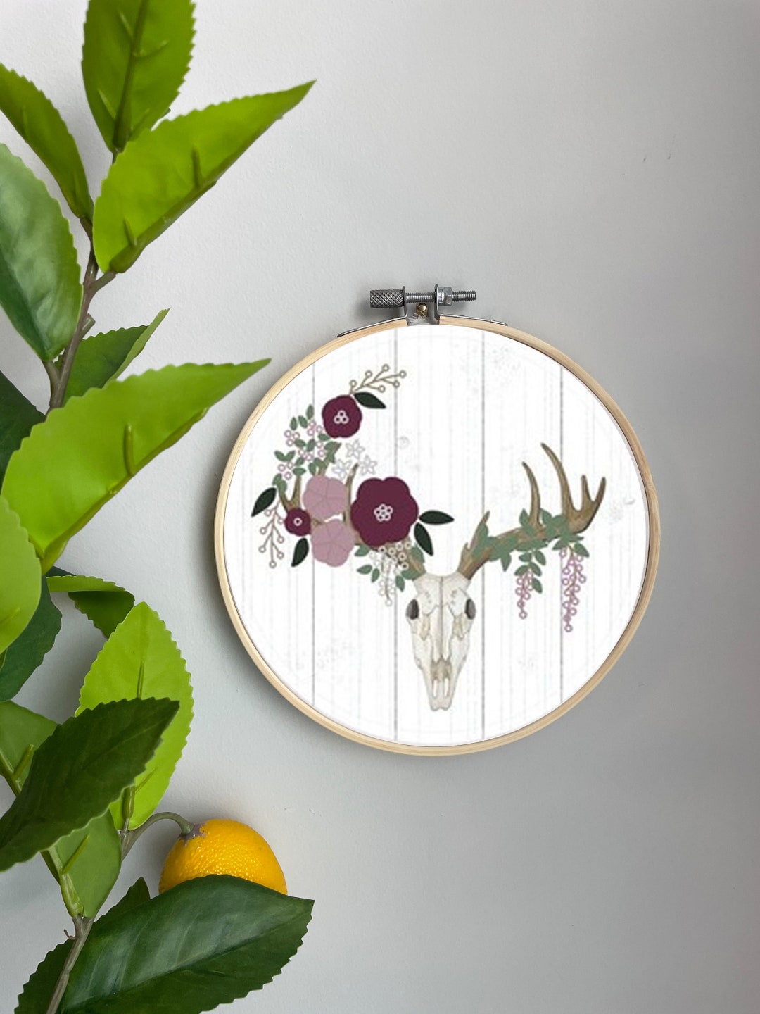 Rustic Embroidery Template on Cotton - Deer Skull by Allieleigh -rustic ...