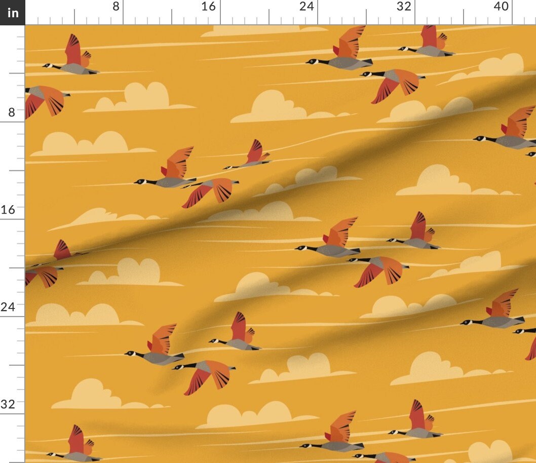 Goose Fabric Gaggle Of Geese By Kimatolmandesignstudios | Etsy