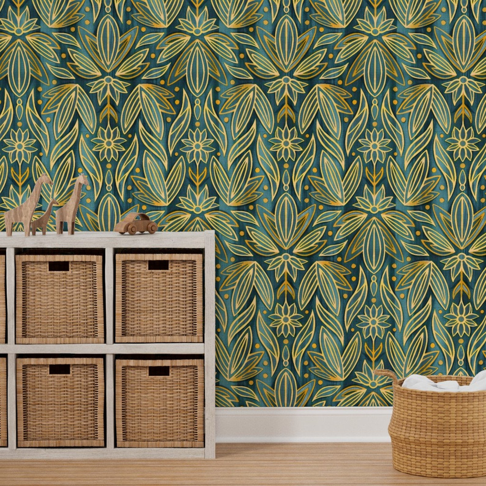 Rococo Wallpaper Rococo Yellow Enamel Art Deco by Tigatiga - Etsy