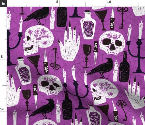Gothic Purple Halloween Fabric Gothic Halloween Pattern by - Etsy