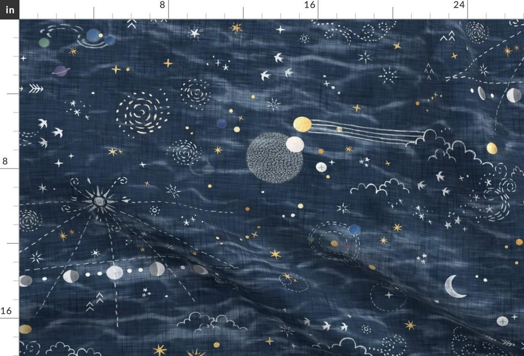 Stargazer Fabric - Star Gazer on Dark Blue by Forestandsea - Astronomy ...