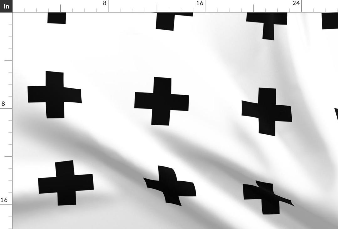 Swiss Cross Fabric - Large Swiss Cross Black on White by Stoneamazon ...