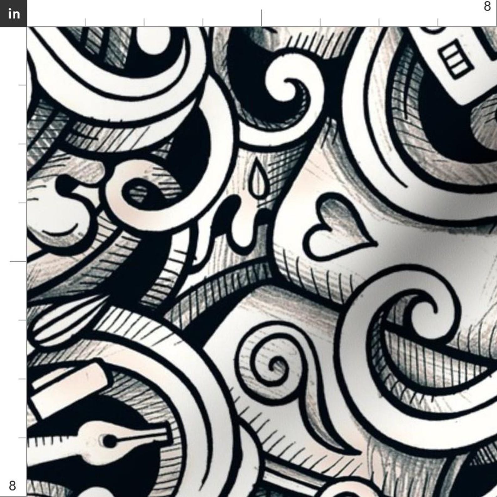 Abstract Drawing Fabric - Design Graphic Doodle by Balabolka - Artistic ...