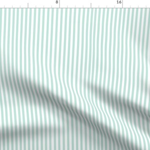 Mint White Stripe Fabric Perfectly Pinstripe in Mint // - Etsy