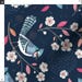 Blue Jay Fabric - Blue Jay by Marketa Stengl - Navy Bird Pink Floral ...