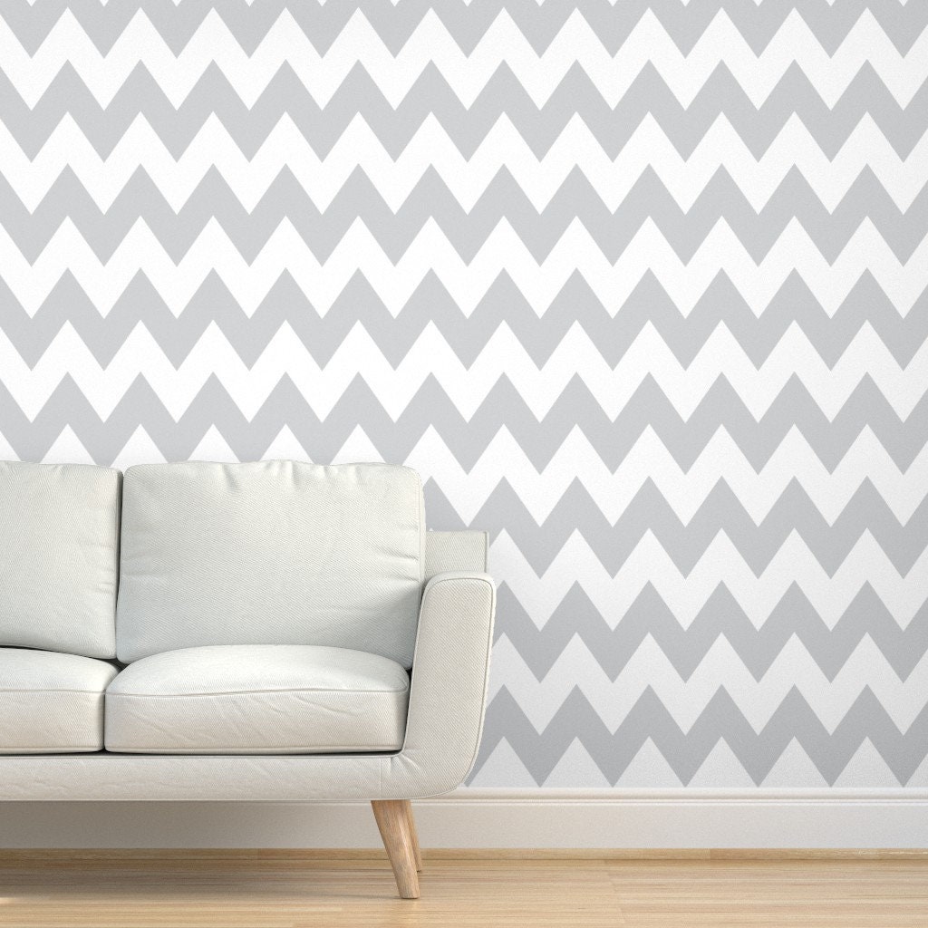 Chevron Wallpaper Chevron Xl Light Grey by Misstiina | Etsy