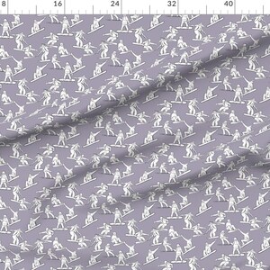 Snowboarders on Purple Fabric Snowboarders on Purple by Landpenguin ...