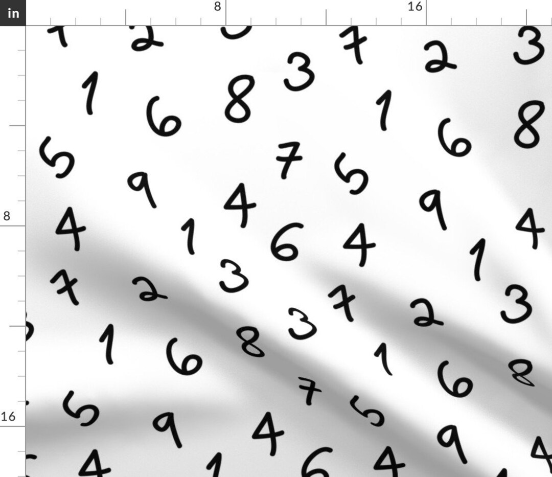 Number Fabric Numbers Black and White Minimal Monochrome by Charlotte ...