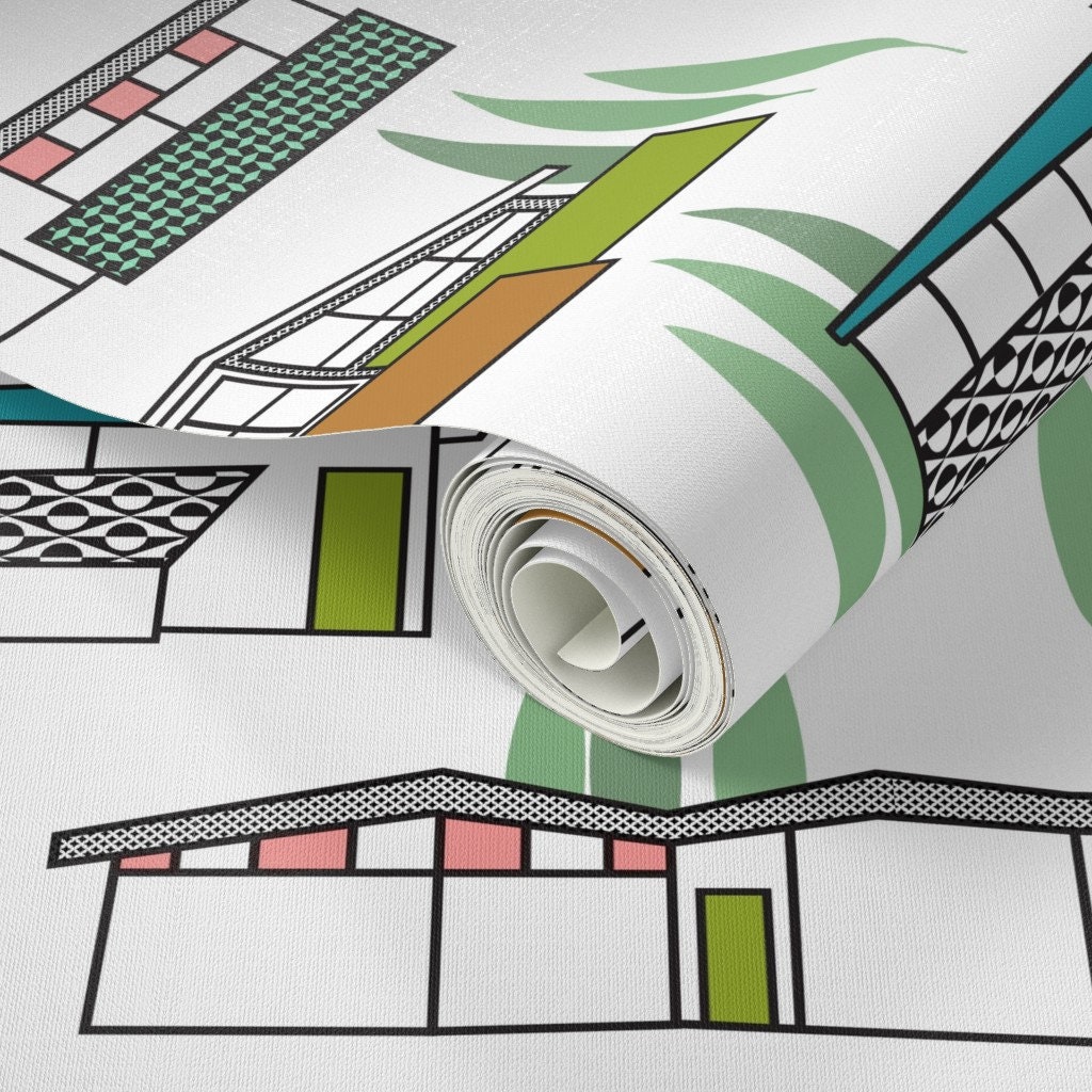 Mid Century Modern Wallpaper Mid-century Homes by Vo Aka - Etsy