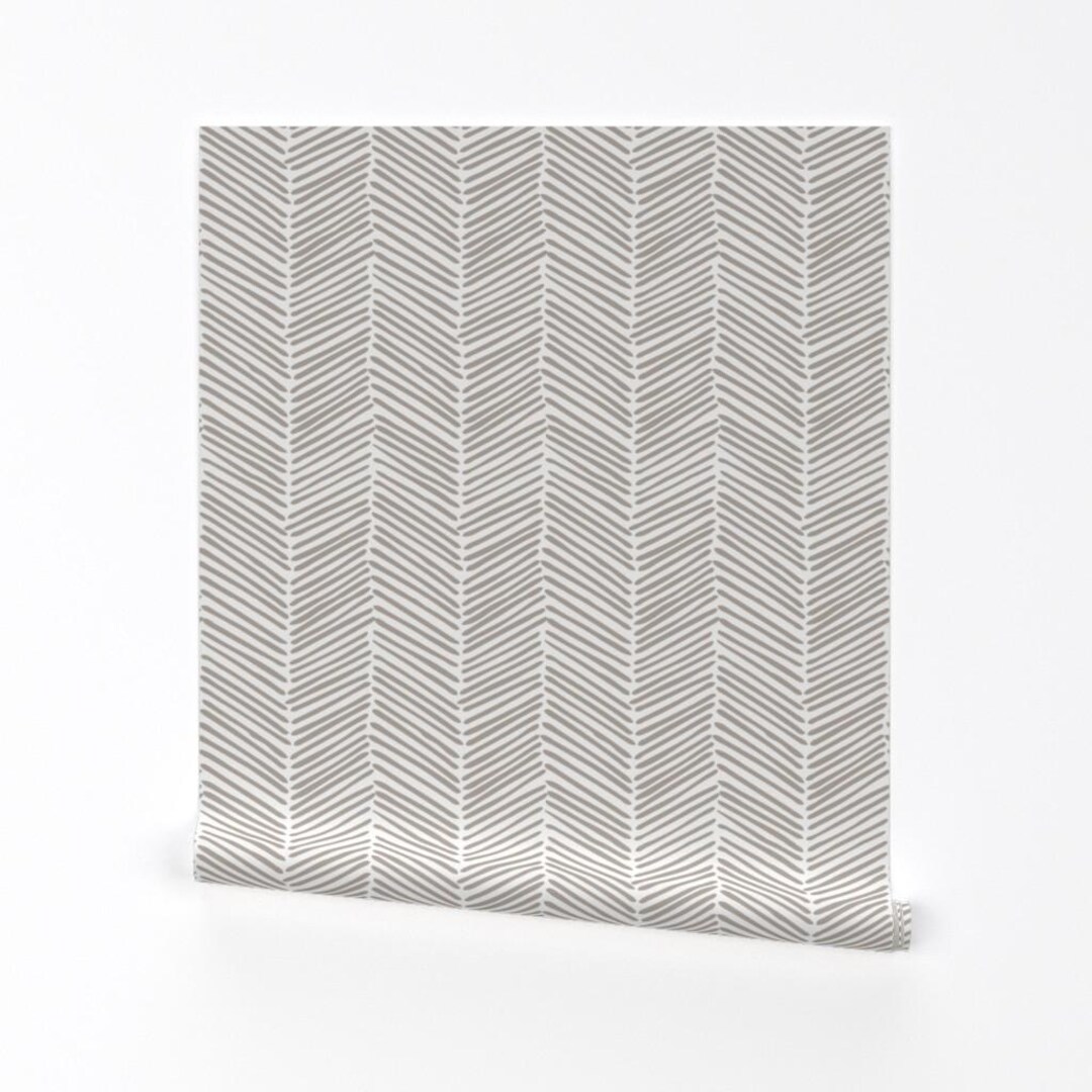 Herringbone Wallpaepr- Freeform Arrows Large in Greige by Domesticate ...