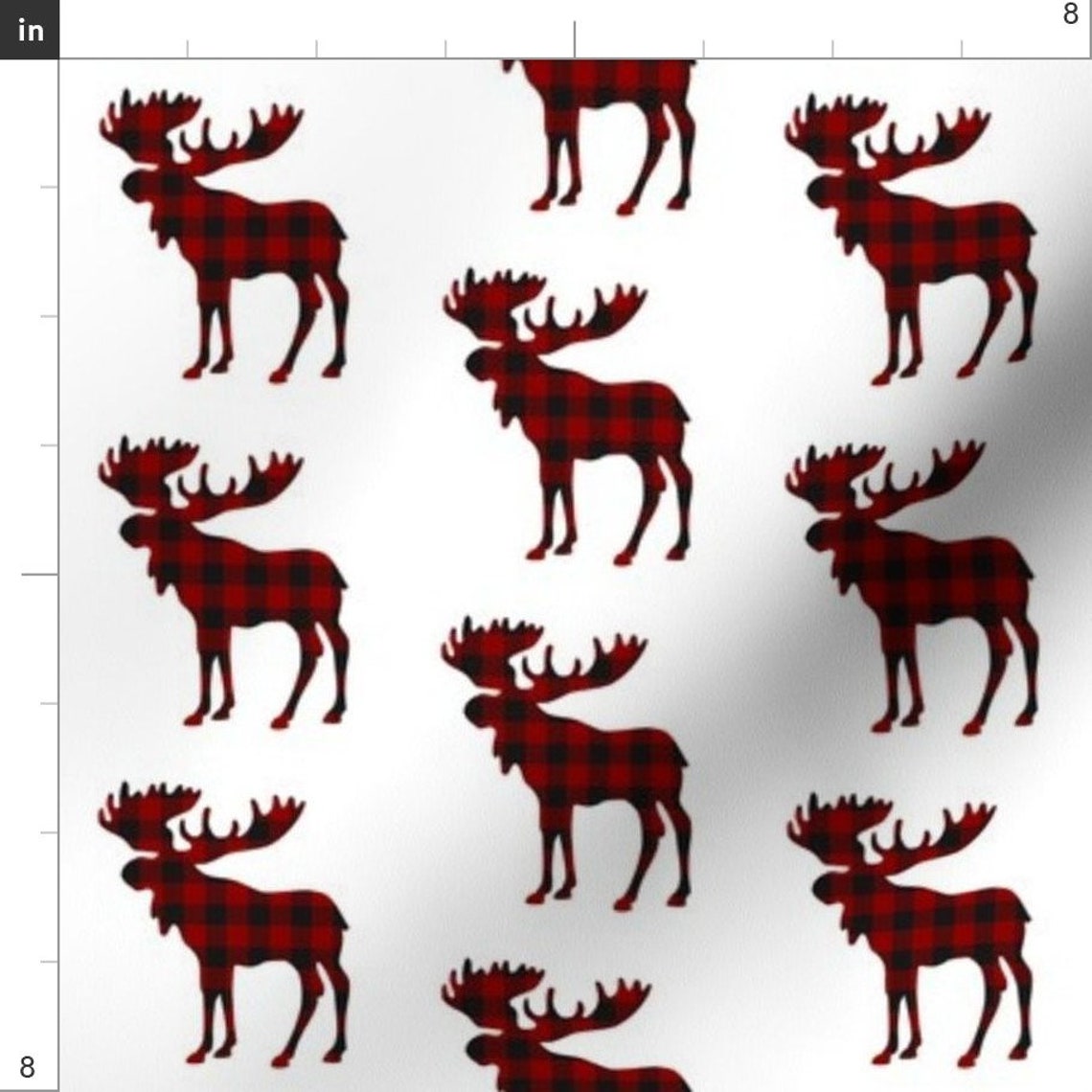 Buffalo Plaid Moose Fabric Woodland Canadian Fall Autumn - Etsy